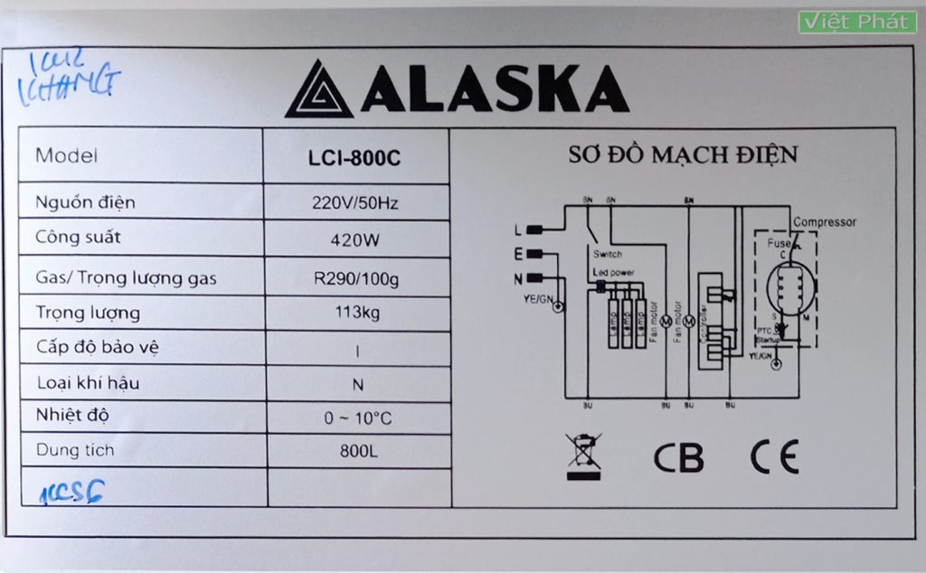 Tủ mát Alaska Inverter LCI-800C 800 lít 2 cánh Chính hãng giá rẻ T10/25